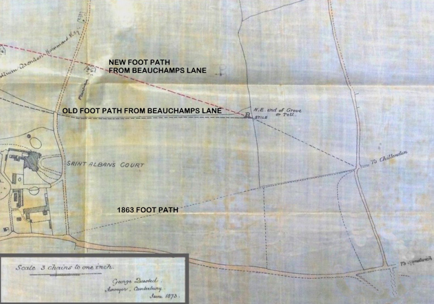 1863 & 1873 Diversion of footpaths at St. Alban’s Court, Nonington